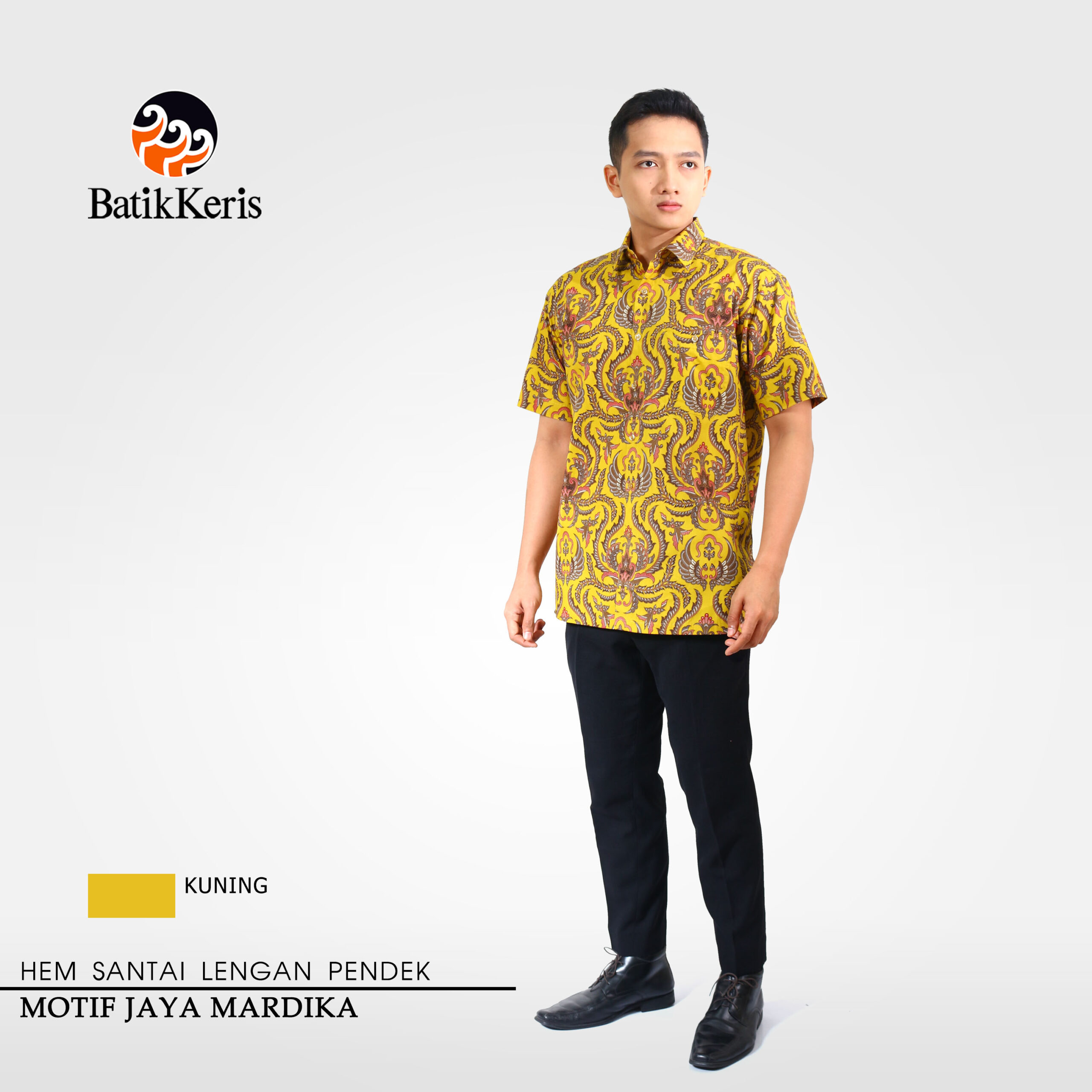 Hem Santai Batik Lengan Pendek Motif Jaya Mardika - Batik Keris Online Hem Santai Batik Lengan Pendek Motif Jaya Mardika - Batik Keris Online
