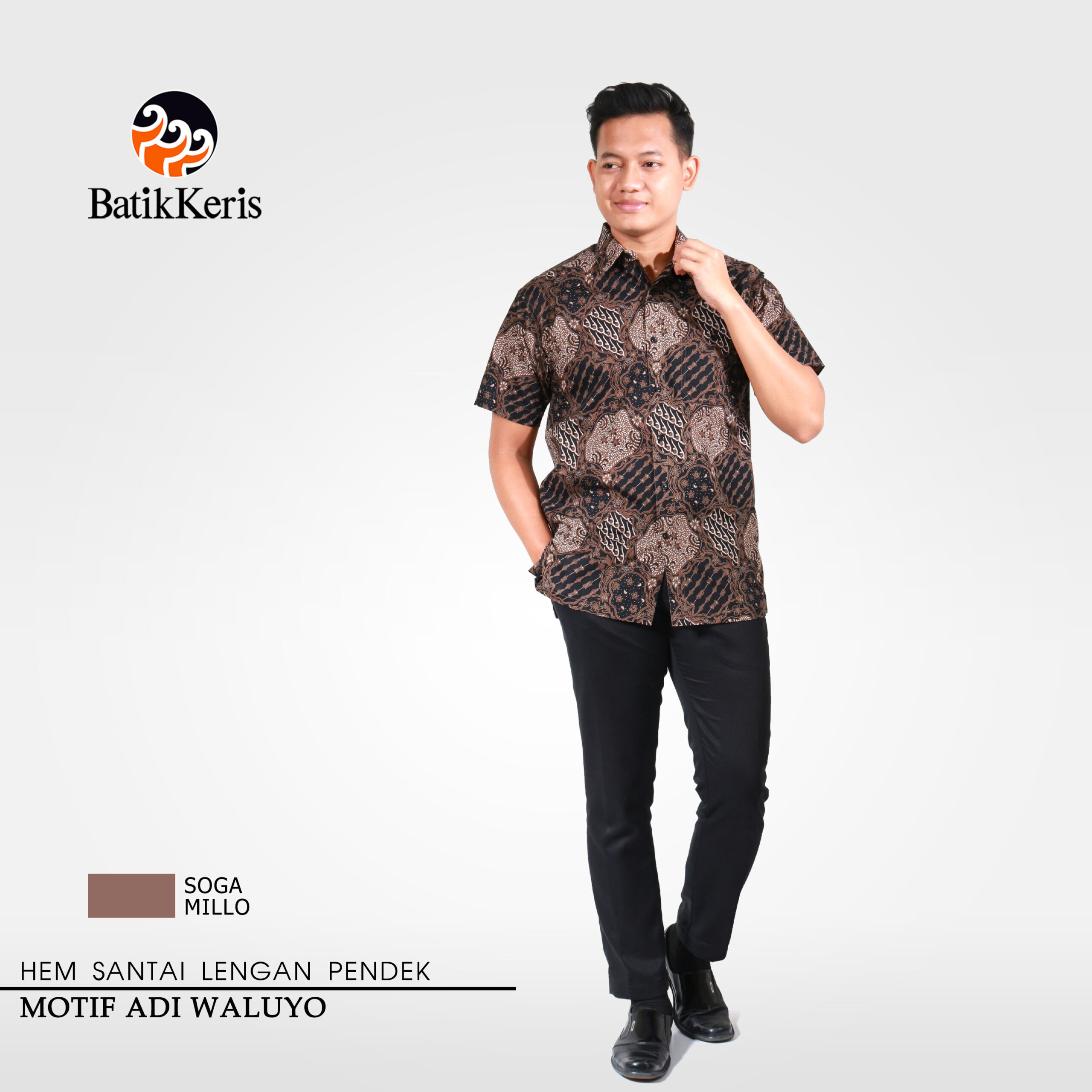 Hem Santai Batik Lengan Pendek Motif Adi Waluyo - Batik Keris Online Hem Santai Batik Lengan Pendek Motif Adi Waluyo - Batik Keris Online