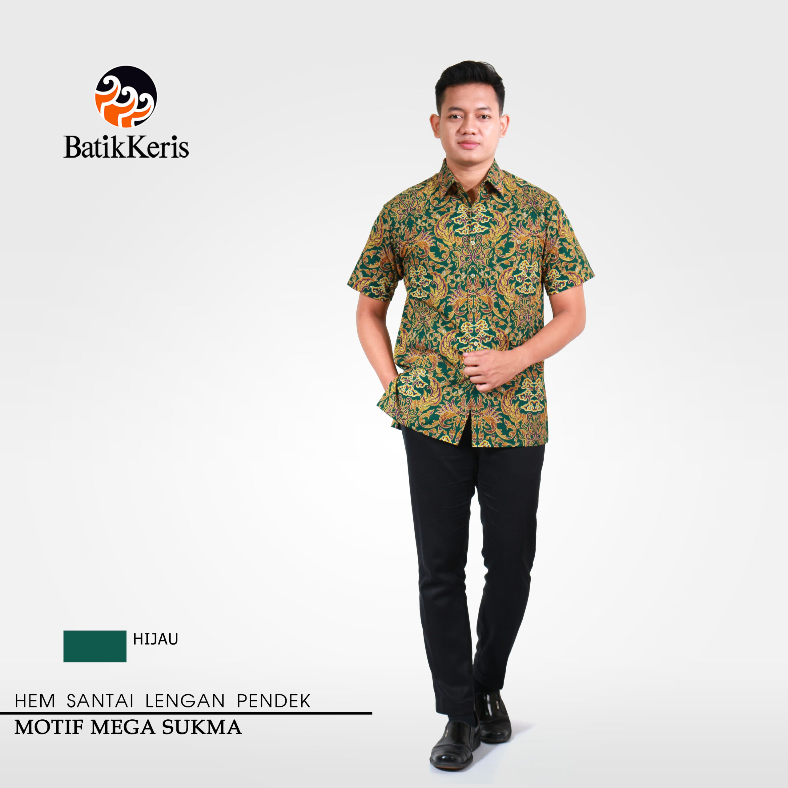 Hem Santai Batik Lengan Pendek Motif Mega Sukma - Batik Keris Online Hem Santai Batik Lengan Pendek Motif Mega Sukma - Batik Keris Online