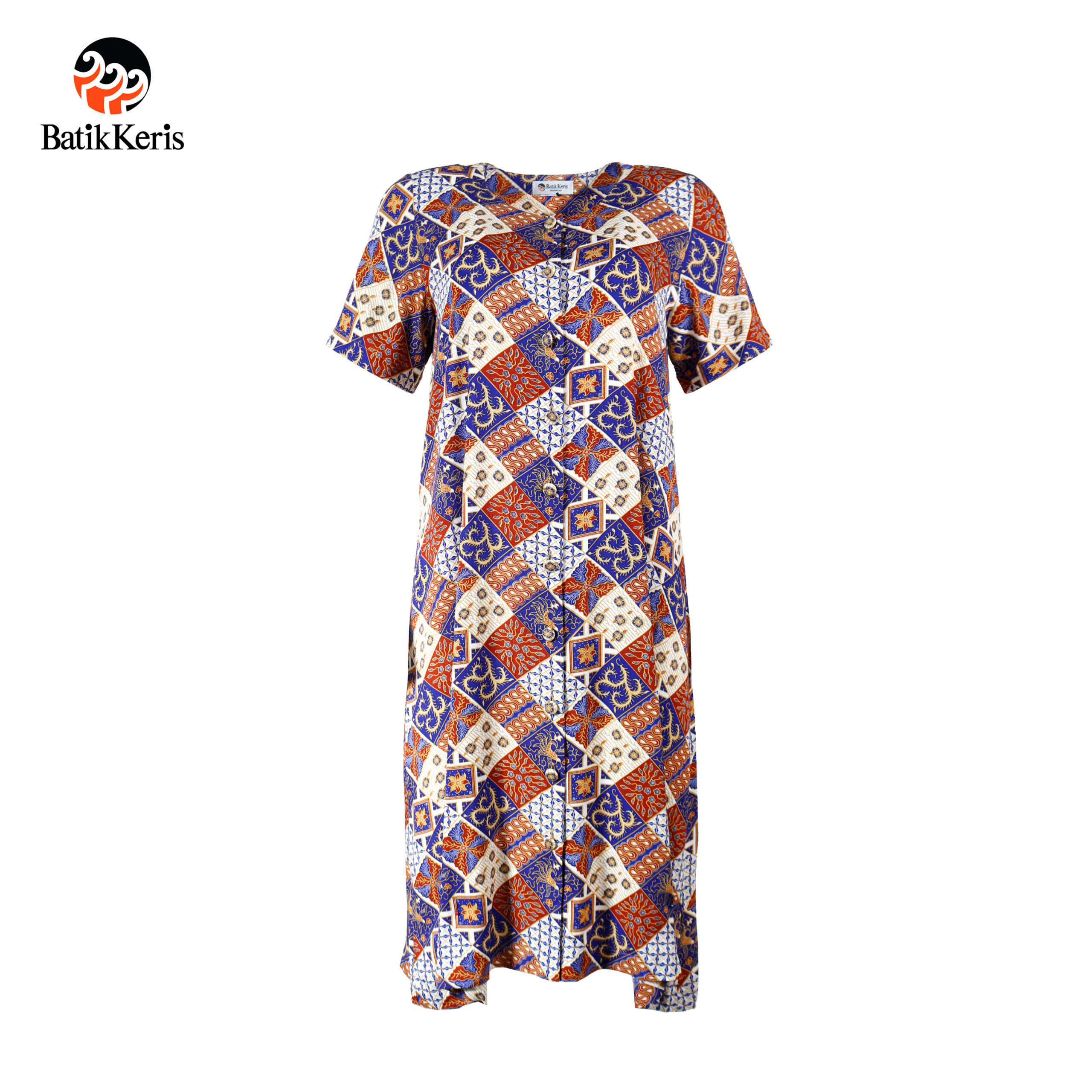 Daster Batik Lengan Pendek Motif Tambal Triwarna - Batik Keris Online
