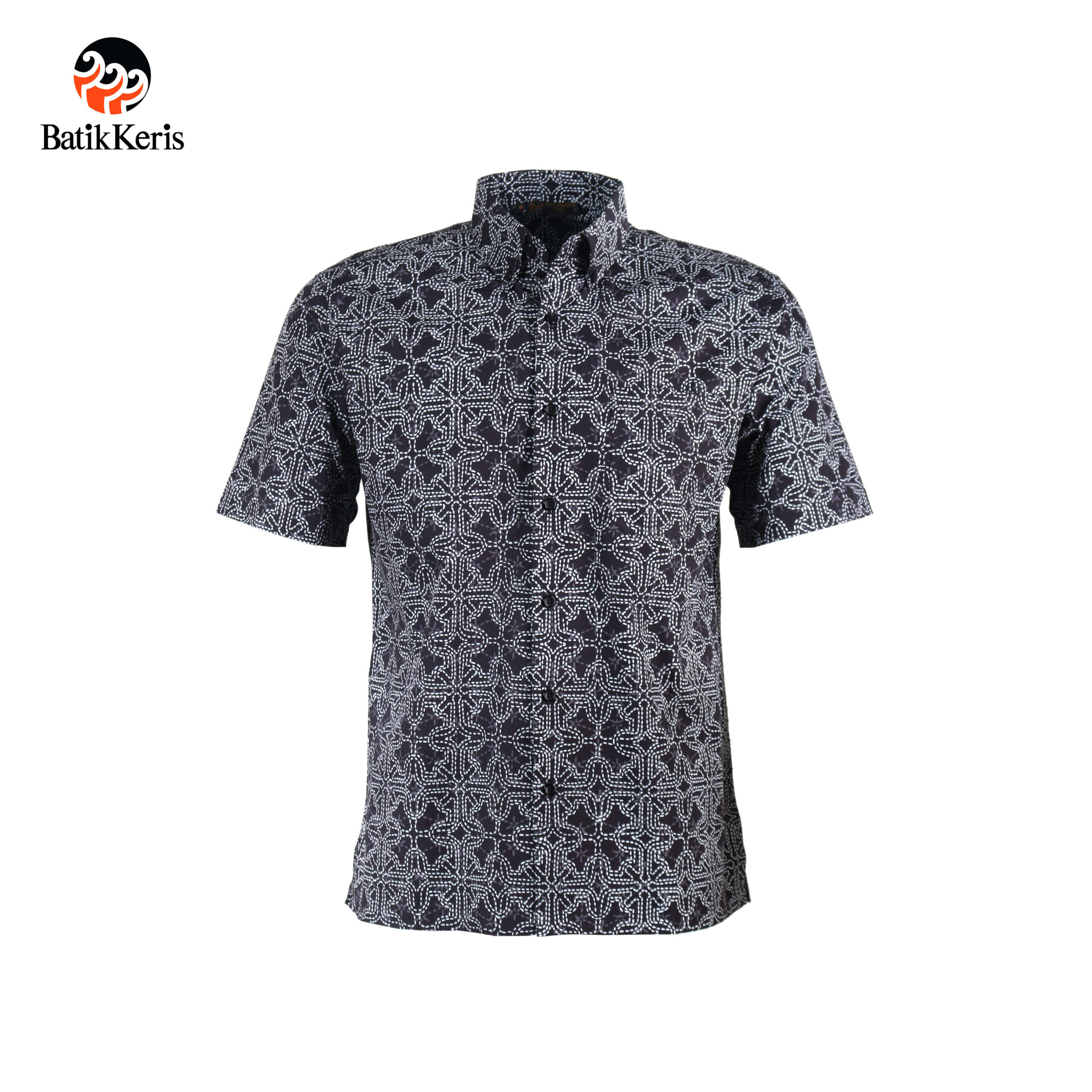 Kemeja Slimfit Batik Lengan Pendek Motif Cecek Plus - Batik Keris Online