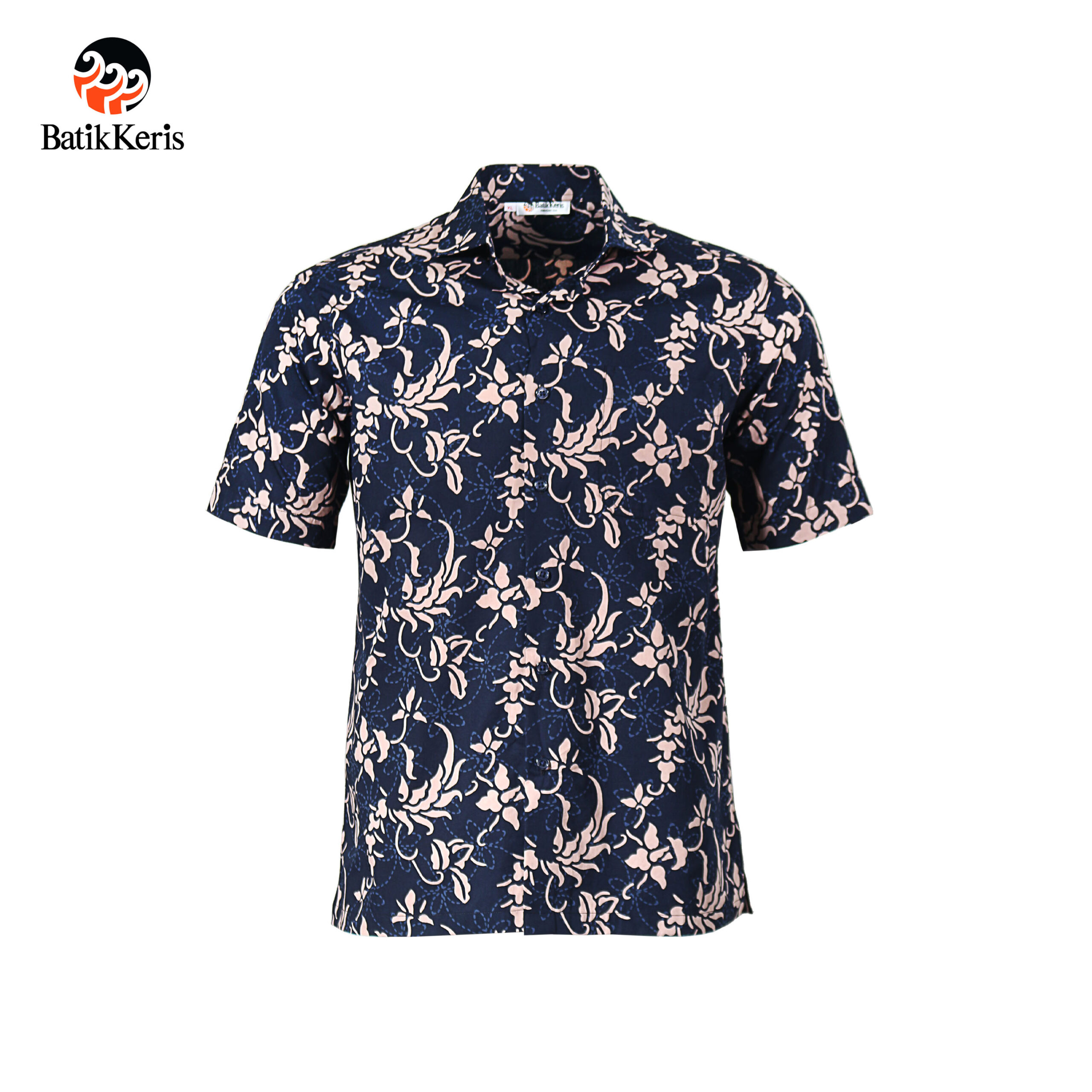 Kemeja Slimfit Batik Lengan Pendek Motif Ron Kawung Cecek - Batik Keris ...