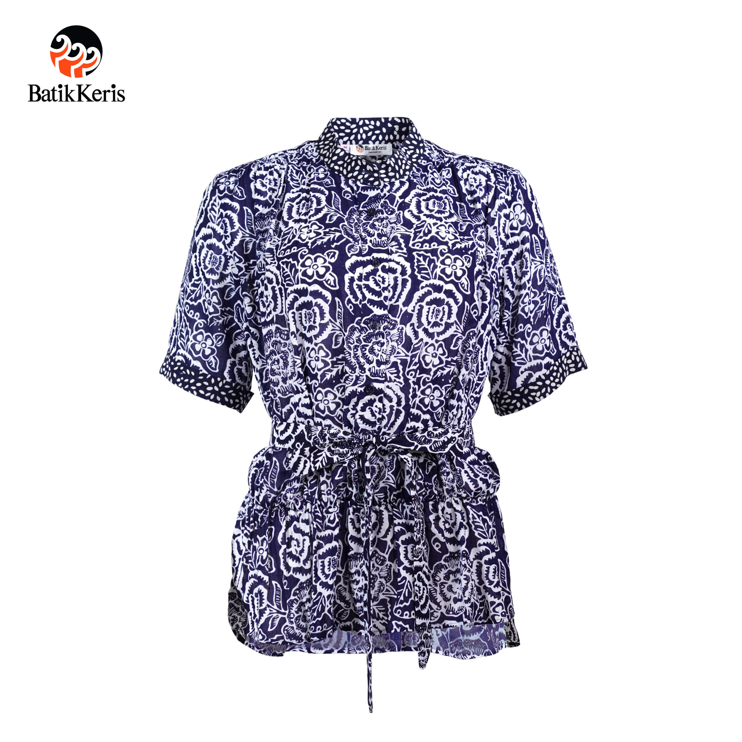Blouse Batik Lengan Pendek Motif Mawar Kombinasi Beras Utah - Batik ...