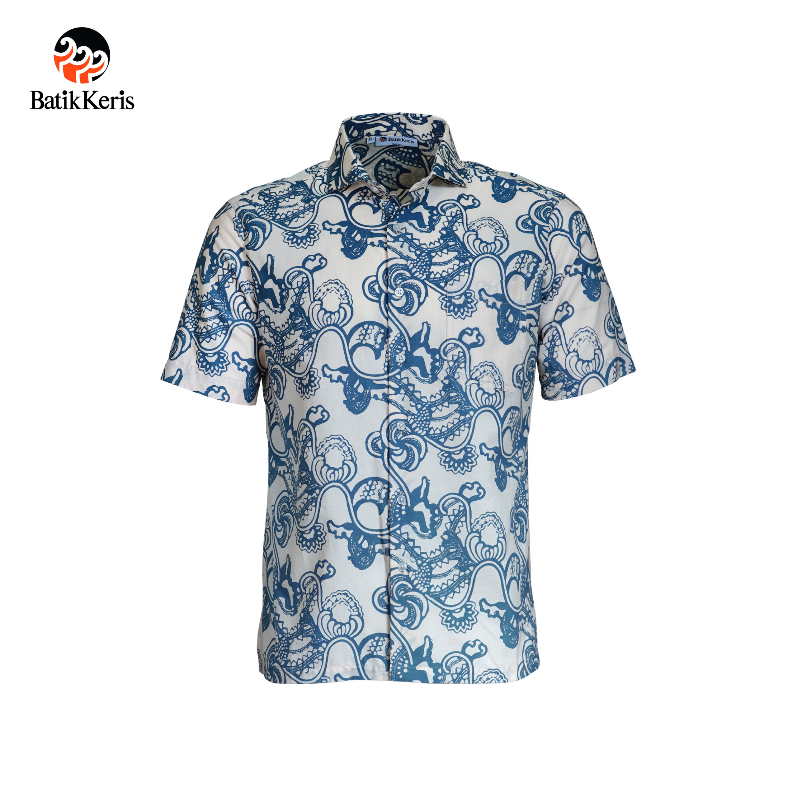 Kemeja Slimfit Batik Lengan Pendek Motif Puspa Hapsari - Batik Keris Online