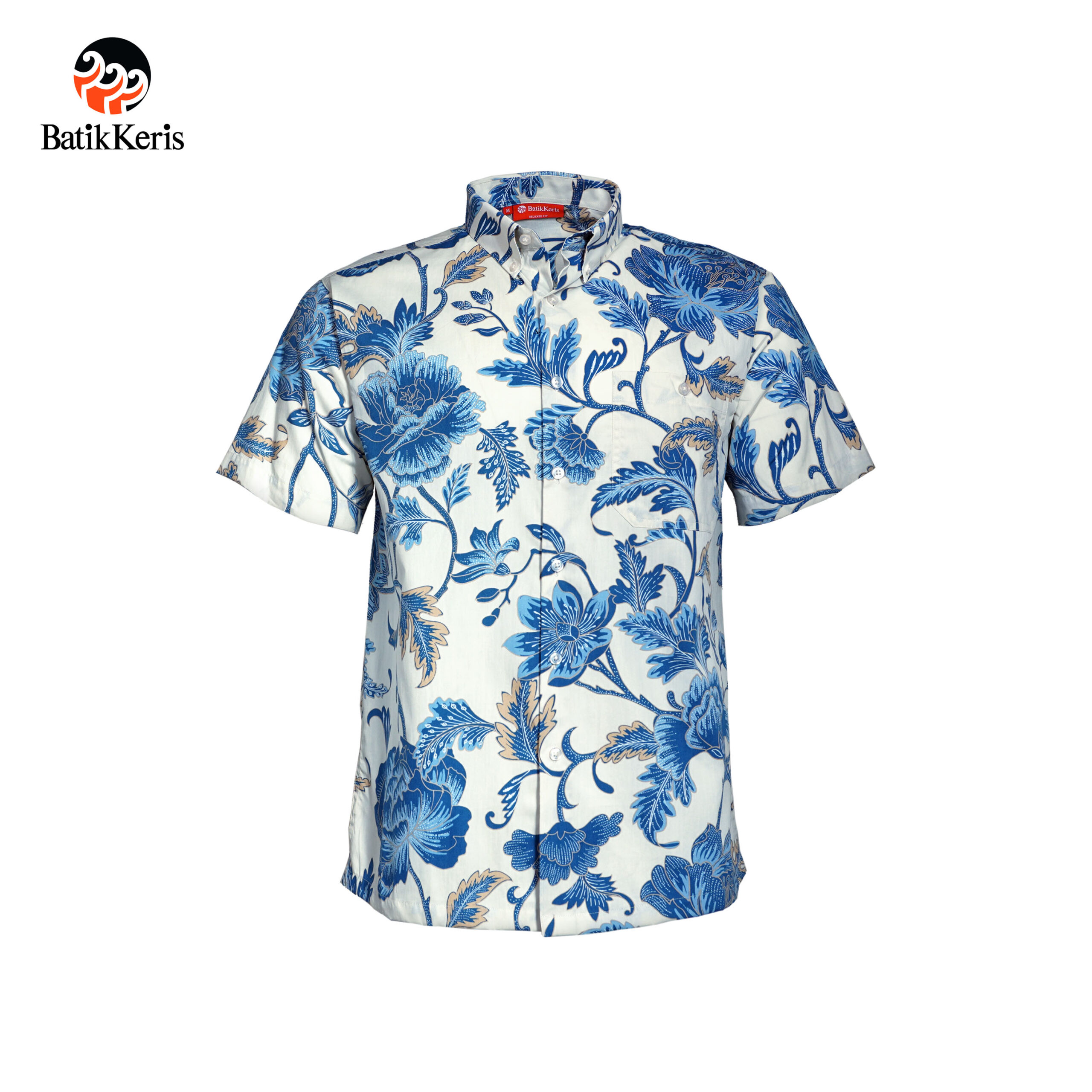 Kemeja Relaxed Fit Batik Lengan Pendek Motif Sekar Nitik - Batik Keris ...