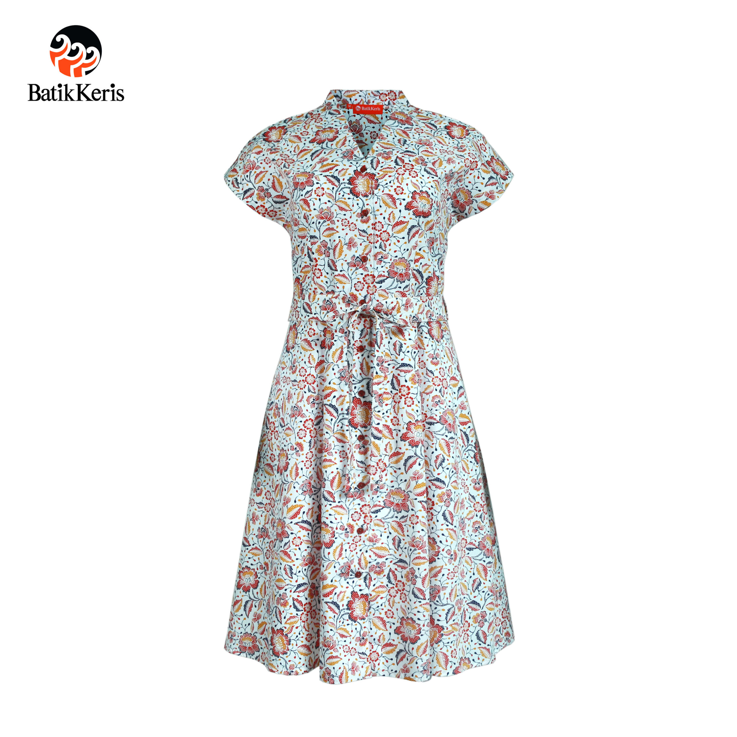 Dress Batik Lengan Setali Motif Arum Puspa - Batik Keris Online