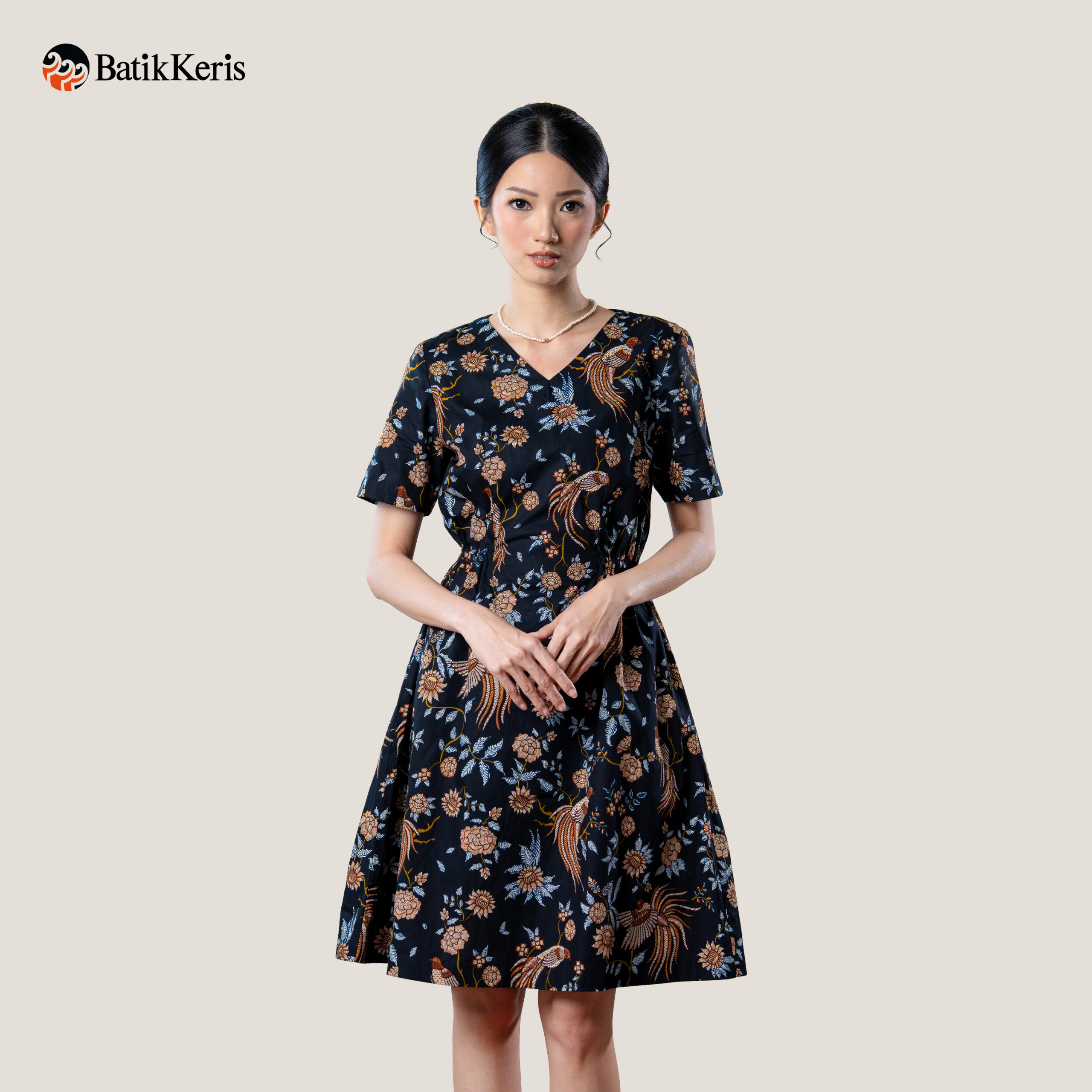 Dress Batik Lengan Pendek Motif Keris Dancing Bird - Batik Keris Online