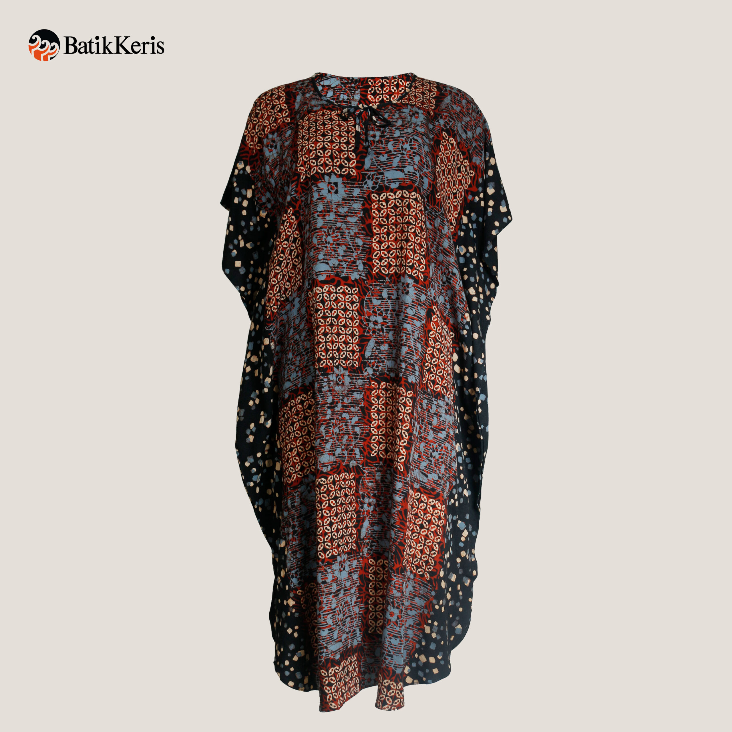 Kaftan Midi Batik Motif Kotak Kawung - Batik Keris Online