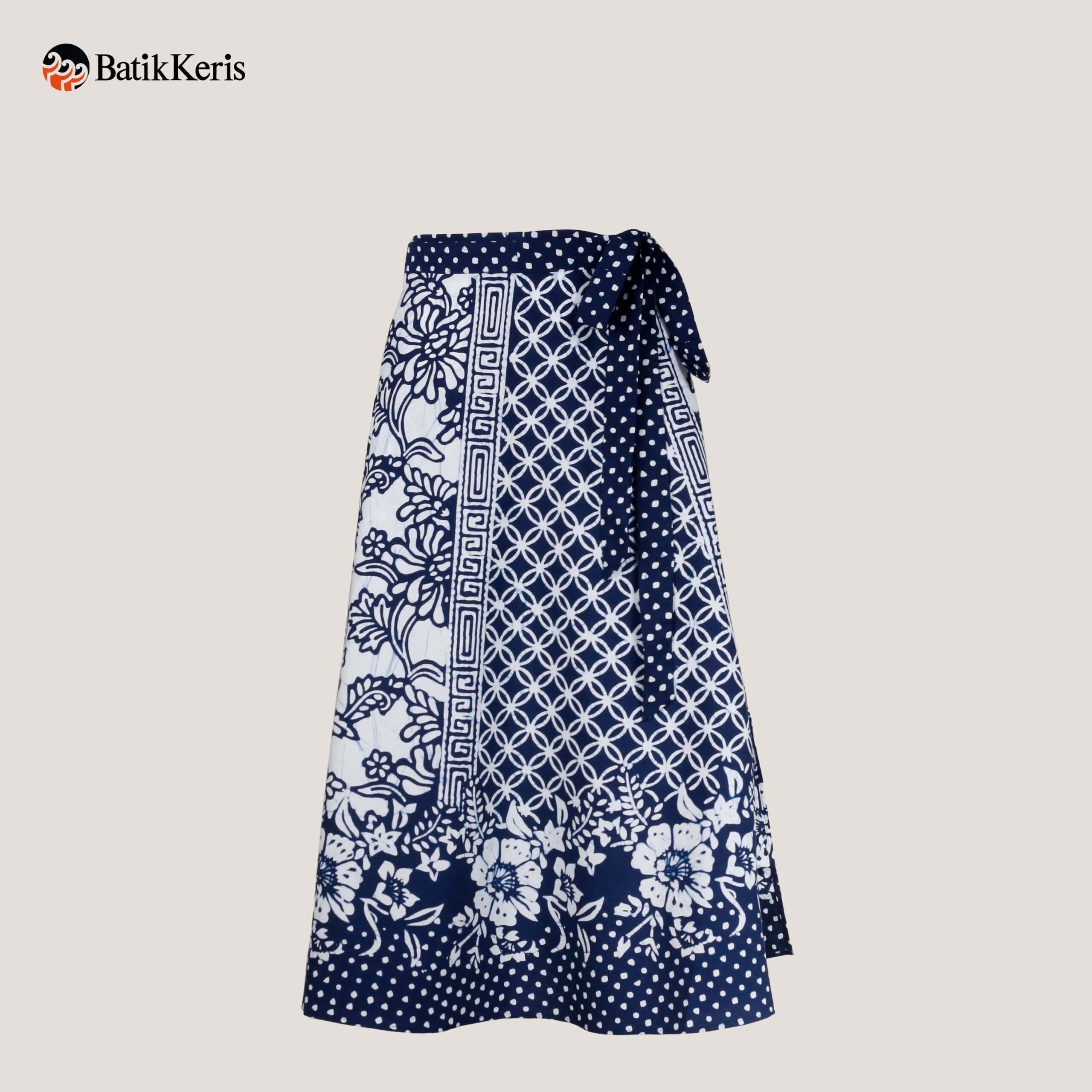 Wrap Skirt Midi Batik Motif Bunga Sekawan Kombinasi Kawung - Batik ...