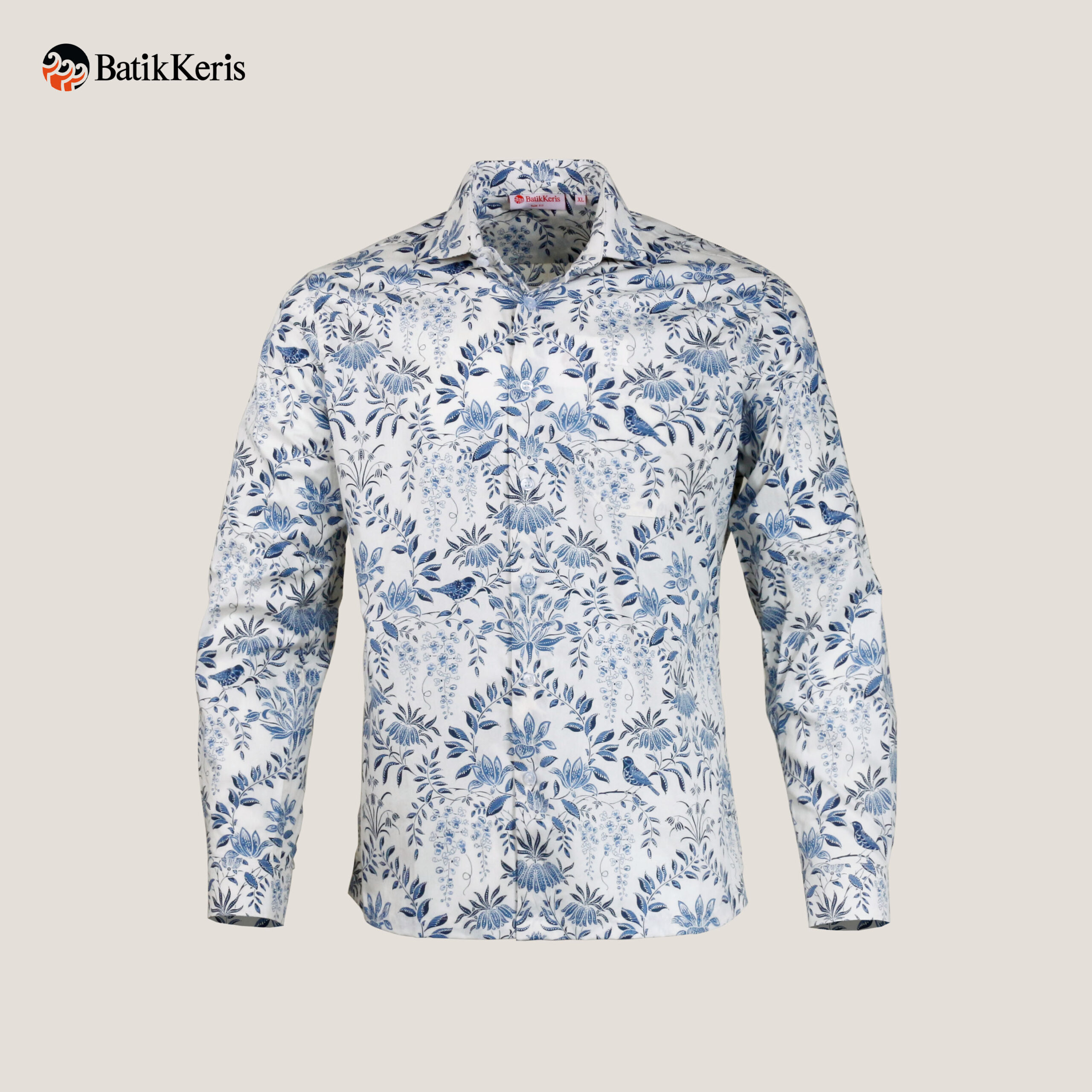 Kemeja Slimfit Batik Lengan Panjang Motif Keris Rimbun Hamparan Bunga ...