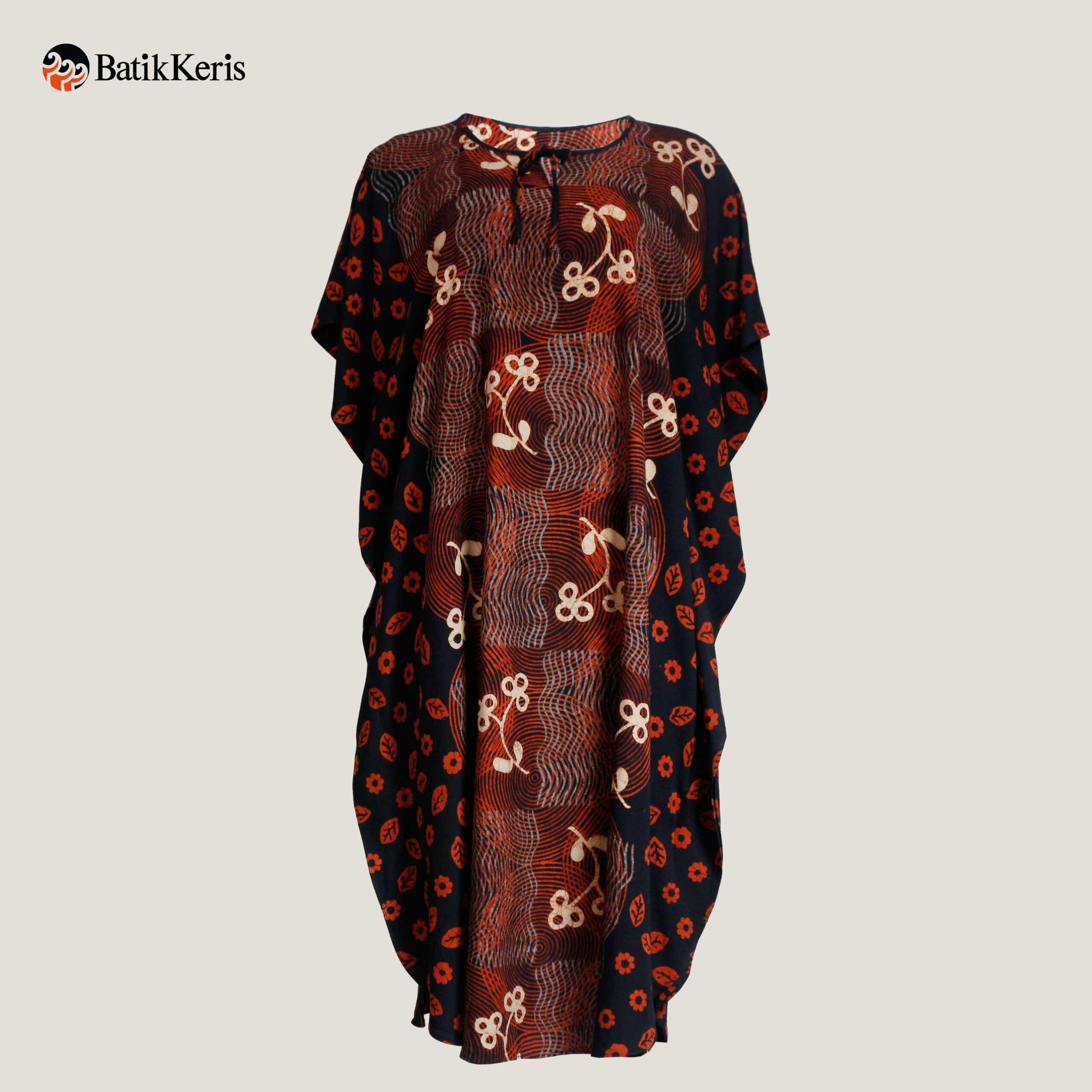 Kaftan Midi Motif Lingkar Bunga - Batik Keris Online