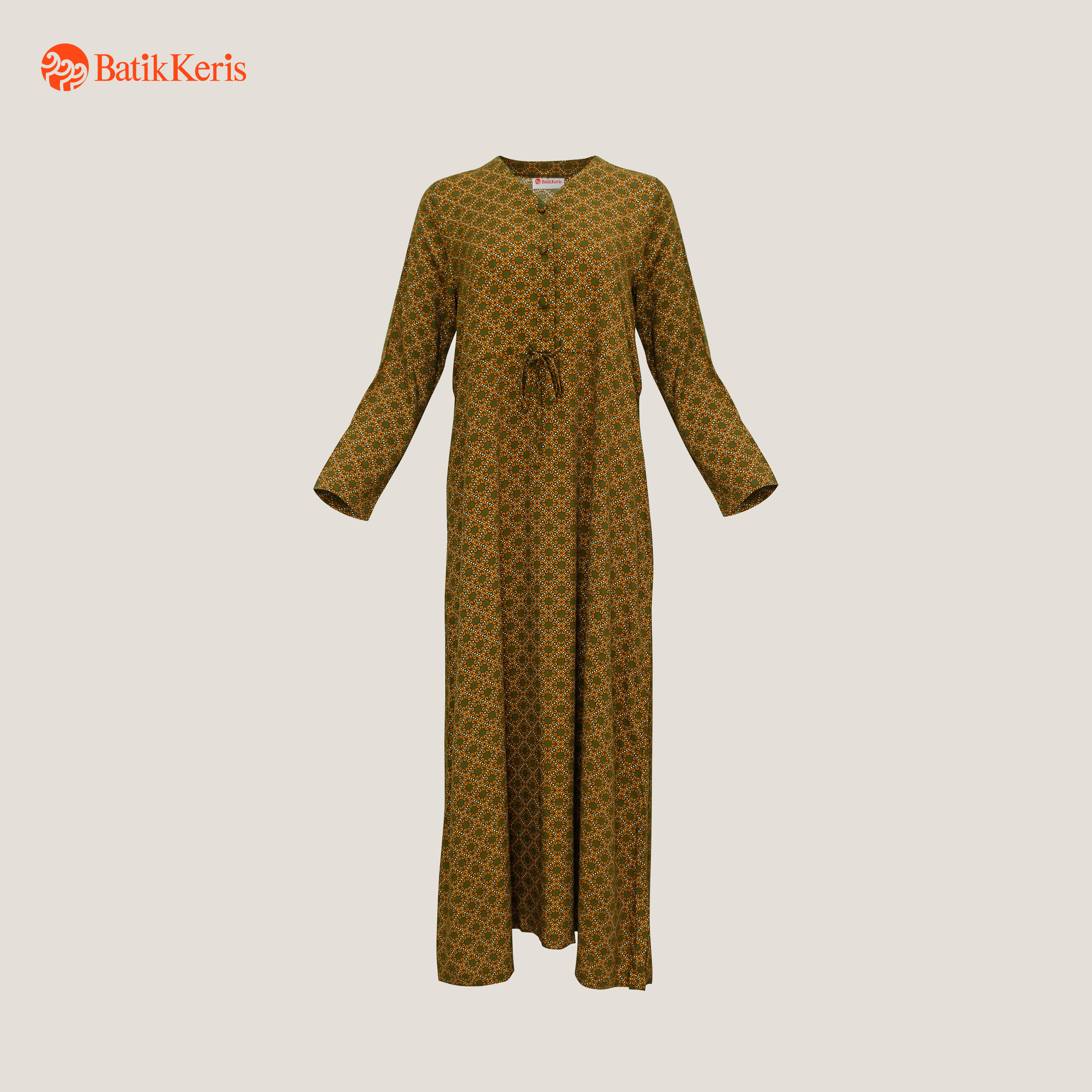 Daster Muslim Batik Lengan Panjang Motif Godong Waru - Batik Keris Online
