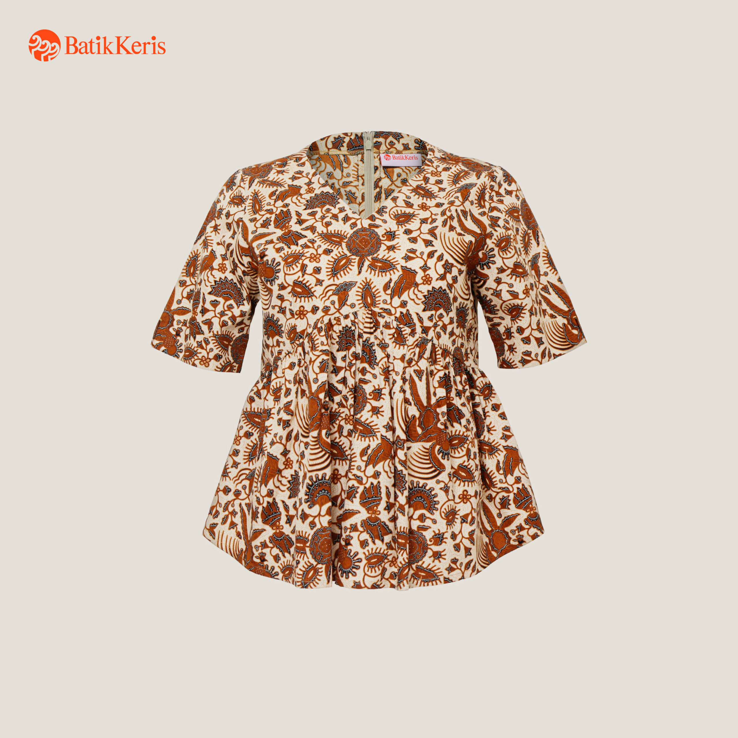 Blouse Lengan Pendek Motif Keris Cendrawasih - Batik Keris Online