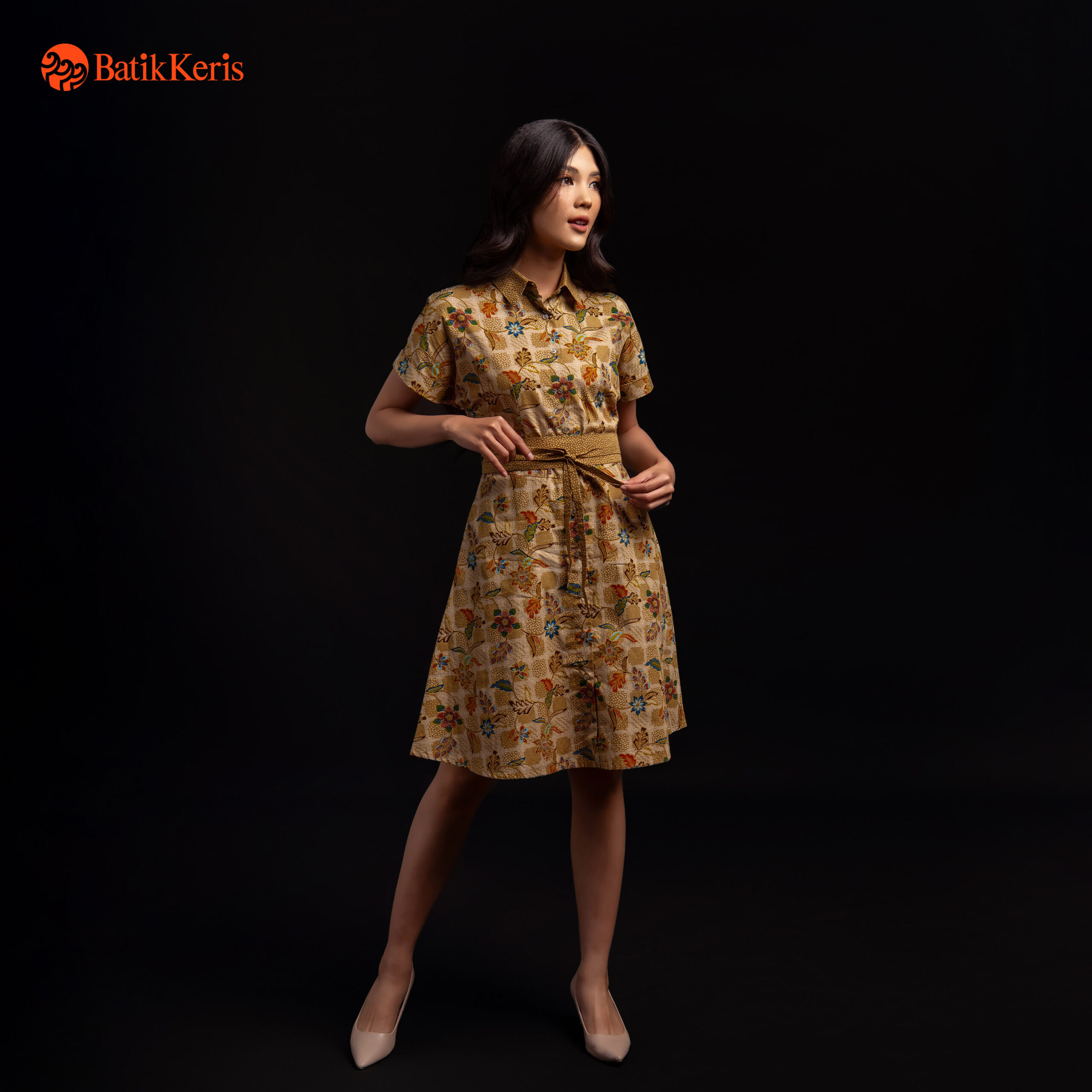 Dress Batik Lengan Pendek Motif Sumulur Peni Asri Kombinasi Sinebar ...